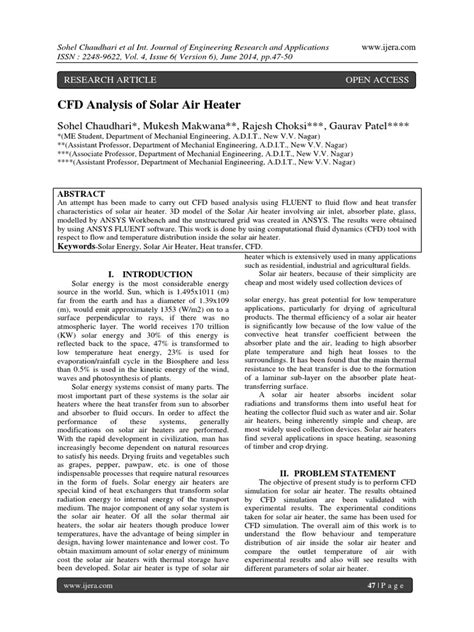 60 Cfd Analysis On Solar Heater Pdf Solar Energy Heat Transfer
