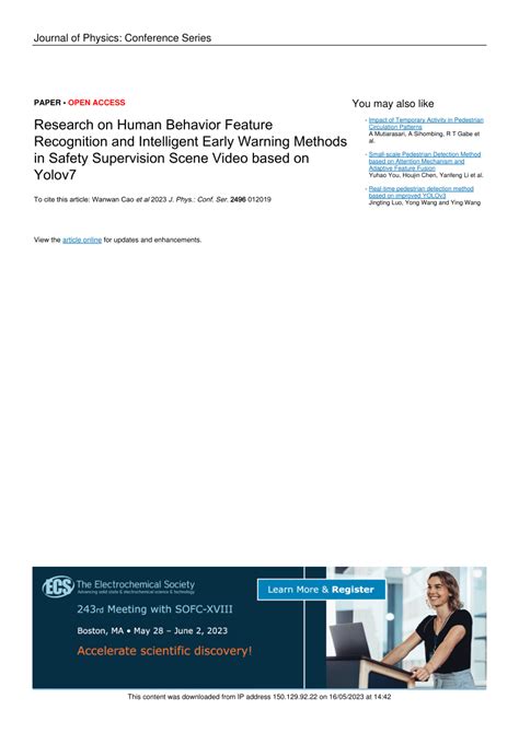 Pdf Research On Human Behavior Feature Recognition And Intelligent Early Warning Methods In