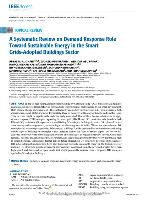 Pdf A Systematic Review On Demand Response Role Toward Sustainable Energy In The Smart Grids