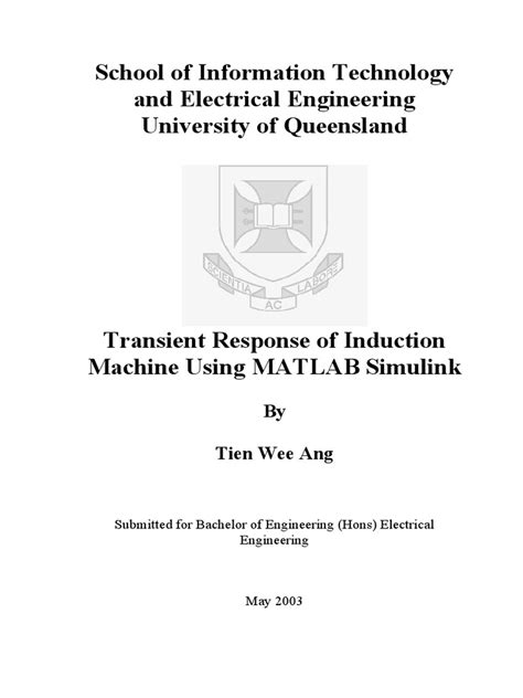 Transient Response Of Induction Machine Using Matlab Simulink Pdf
