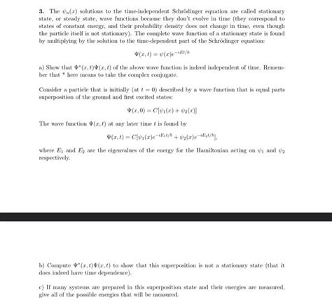 Solved 3 The ψnx Solutions To The Time Independent