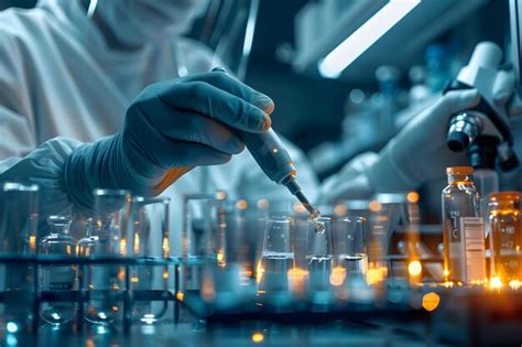 Precision In Action A Scientist Conducting Experiments In A Modern Laboratory Premium Ai