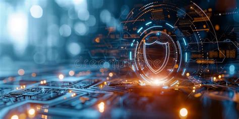 Cybersecurity And Data Protection Concept With Shield Icon Hologram