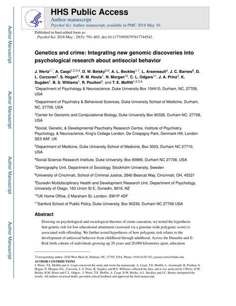 pdf genetics and crime integrating new genomic discoveries into