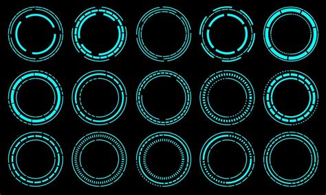 Set Of Sci Fi Blue Circle User Interface Elements Technology Futuristic Design Modern Creative