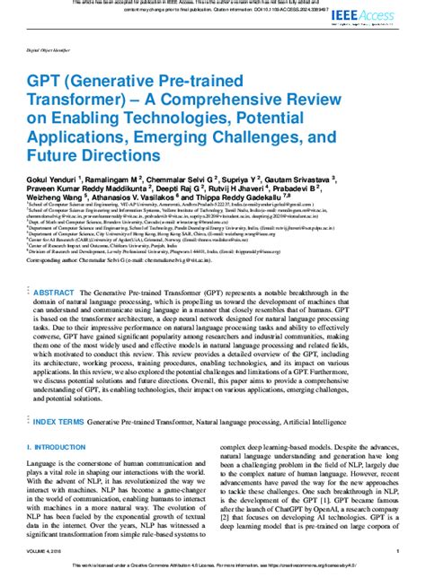 Pdf Gpt Generative Pre Trained Transformer A Comprehensive Review On Enabling Technologies