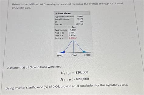 Solved Below Is The Jmp Output From A Hypothesis Test