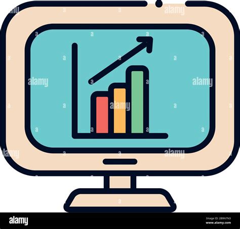 Workflow Bars Inside Computer Line Fill Style Icon Design Infographic Data Information Business