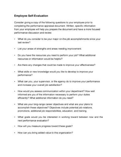 50 Self Evaluation Examples Forms And Questions ᐅ Templatelab