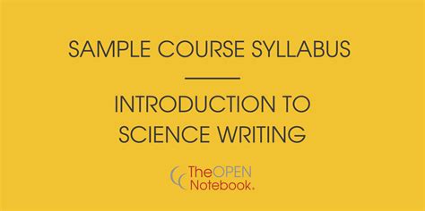 Presenting Our First Sample Course Syllabus Introduction To Science
