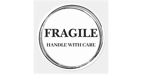 Modern Fragile Label Round Sticker Zazzle