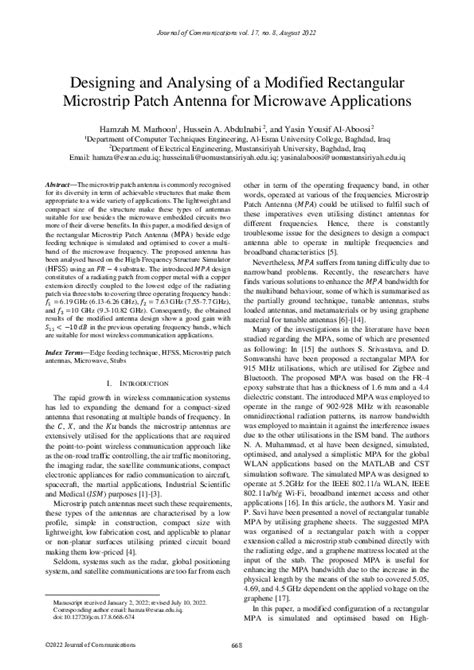 Pdf Designing And Analysing Of A Modified Rectangular Microstrip