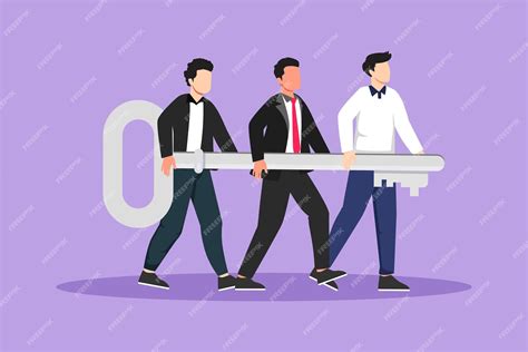 Premium Vector Character Flat Drawing Of Problem Solving Team Of Business Man With A Key