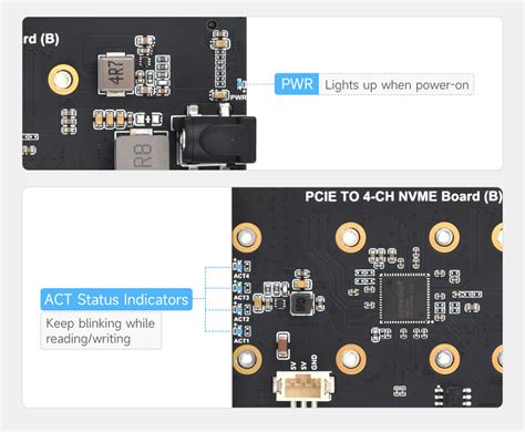 Pcie To 4 Ch M 2 Adapter Board For Raspberry Pi 5 Supports 4 Ch Nvme Solid State Drives