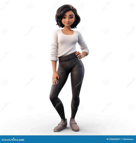 Cartoonish 3d Model Of An Attractive Woman In Trench Coat And Hat Royalty Free Stock Image