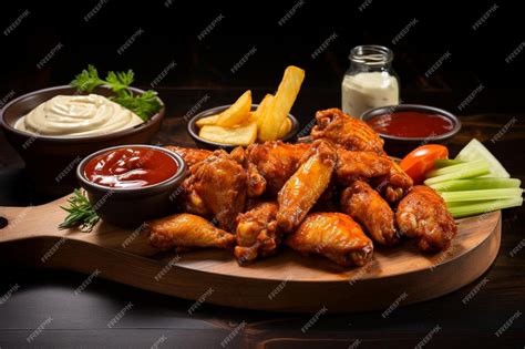 Premium Photo Tangy Honey Bbq Chicken Wings Combo Platter