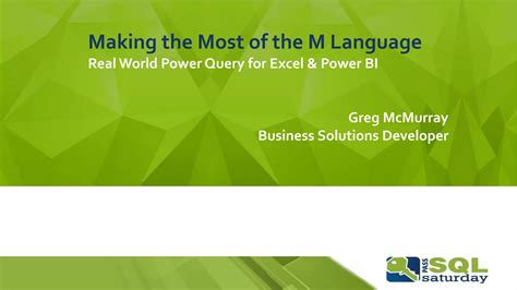 Real World Power Query For Excel And Power Bi Sql Saturday 576 Ppt