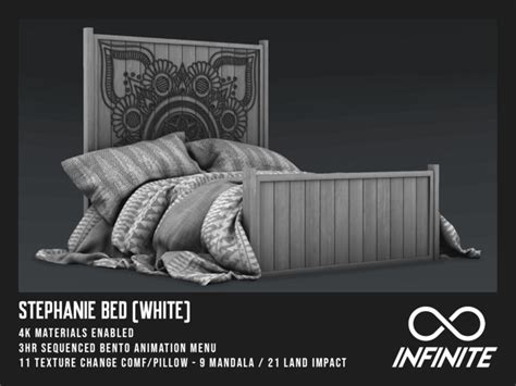 Second Life Marketplace Infinite Stephanie Bed V2 Pg Whitewood