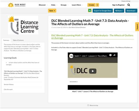 dlc blended learning math 7 unit 7 3 data analysis the affects of outliers on average