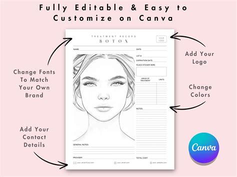 Editable Botox Template Client Notes Form Nurse Injector Neurotoxin Dysport Patient Record