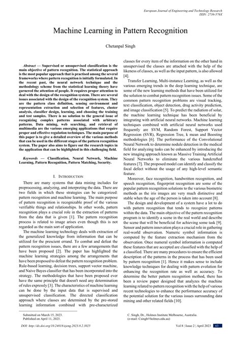 Pdf Machine Learning In Pattern Recognition