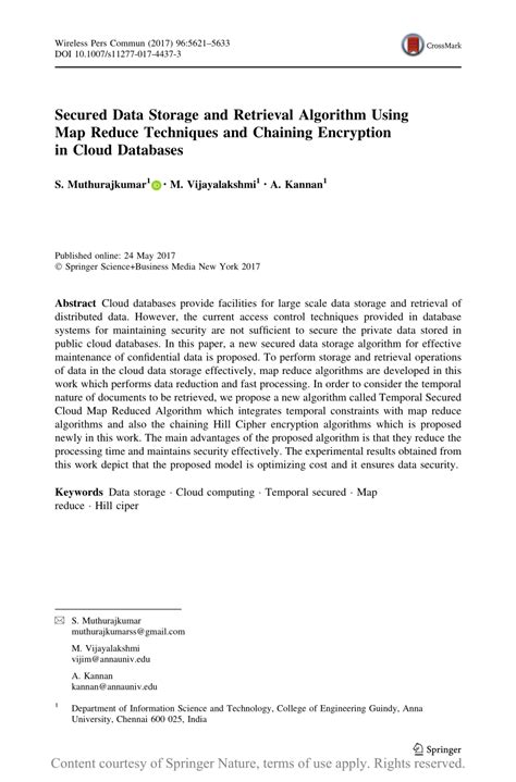Secured Data Storage And Retrieval Algorithm Using Map Reduce