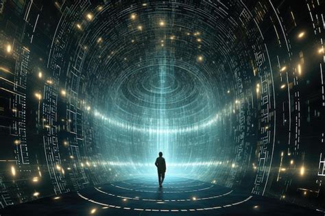 Premium Photo An Individual Stands In A Dark Tunnel Illuminated By