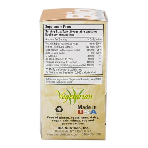 Bio Nutrition Thyroid Wellness Capsules For Thyroid Support 60 Ea