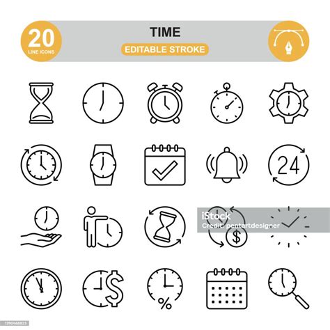 타임라인 아이콘 세트 편집 가능한 스트로크 픽셀 완벽한 편집 가능한 스트로크에 대한 스톡 벡터 아트 및 기타 이미지 편집 가능한 스트로크 라인아트 알림 아이콘