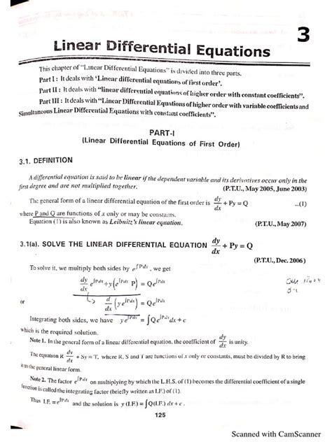 Linear Differential Equations Pdf