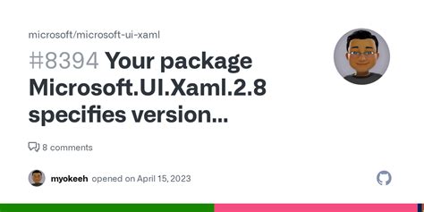 Your Package Microsoftuixaml28 Specifies Version 82304120030