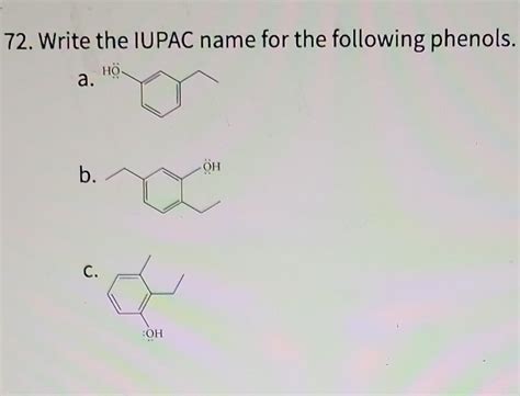 Solved Write The IUPAC Name For The Following Phenols Chegg Com