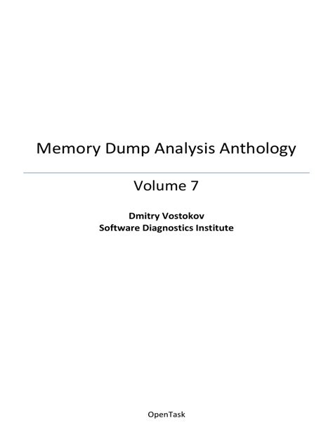 Memory Dump Analysis Anthology Dmitry Vostokov Pdf Thread