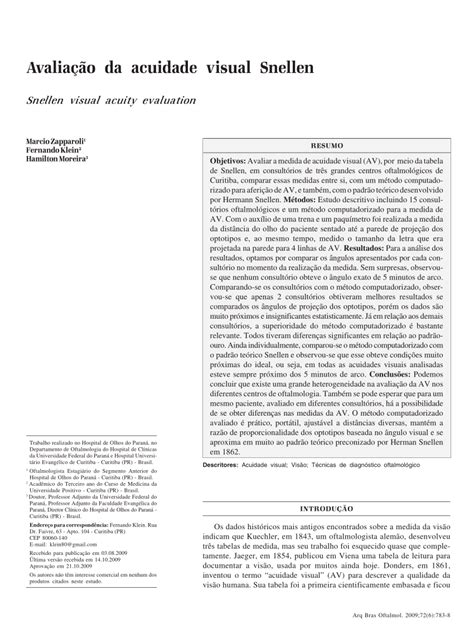 Pdf Snellen Visual Acuity Evaluation Pdf Snellen Visual Acuity Evaluation