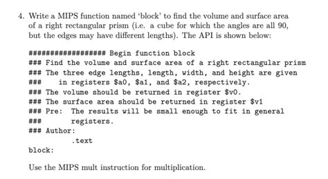 Solved 4 Write A Mips Function Named ‘block To Find The