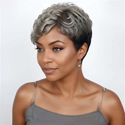 Baohuke Salt And Pepper Human Hair Wigs For Women Curly