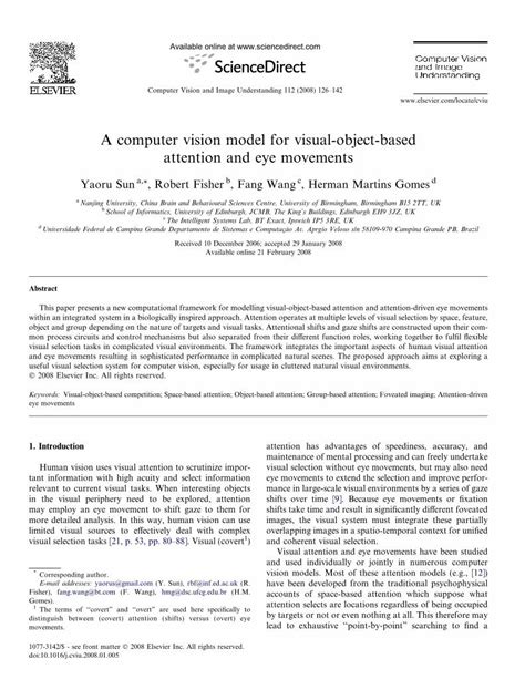 Pdf A Computer Vision Model For Visual Object Based Attention And Eye