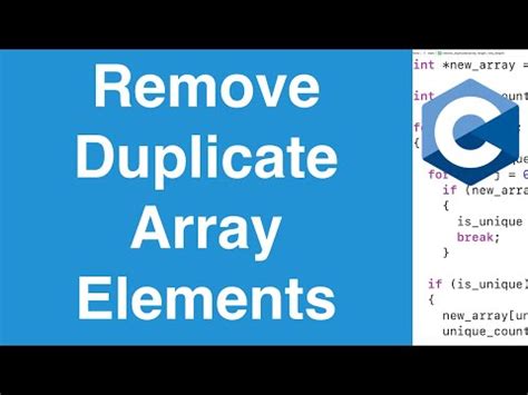 Remove Duplicate Array Elements C Programming Example Youtube