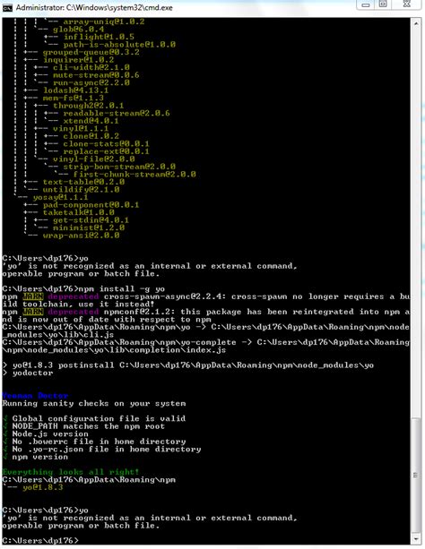 Node Js Yeoman Installing Successfully After Installation It Shows