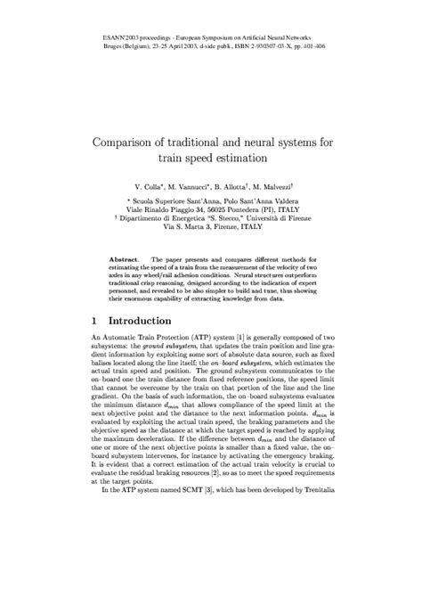 Pdf Comparison Of Traditional And Neural Systems For Train Speed