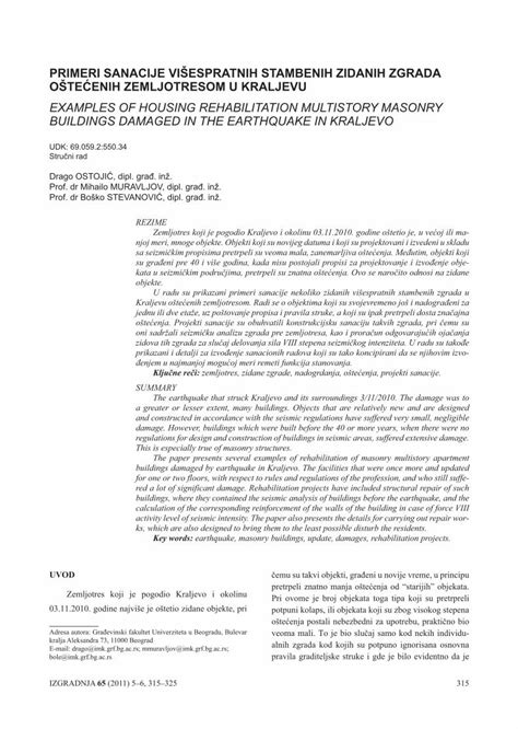 Pdf Examples Of Housing Rehabilitation Multistory … · 3 Presek Ukupne Vertikalne Armature