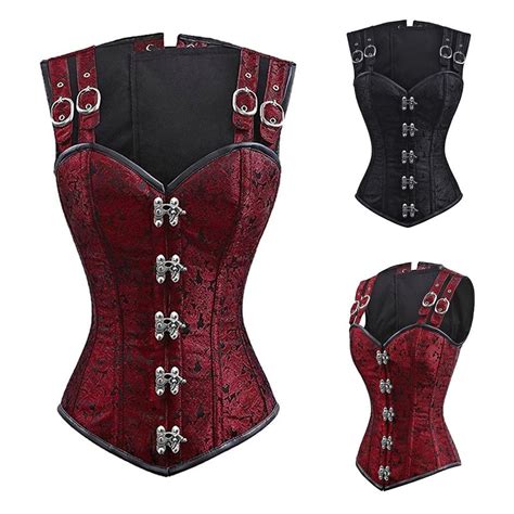 Купити Жіночі корсети бюстьє у стилі стімпанк зі шкіряними ґудзиками з готичної сталі Joom