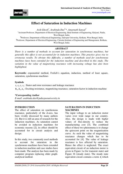 Pdf Effect Of Saturation In Induction Machines