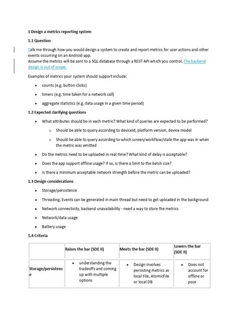 1 Design A Metrics Reporting System Pdf Mobile App Databases
