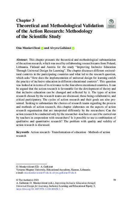 Pdf Theoretical And Methodological Validation Of The Action Research