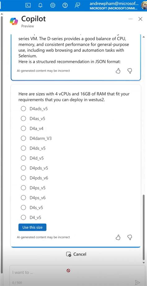 Using Microsoft Copilot In Azure To Find The Best Vm Size For You