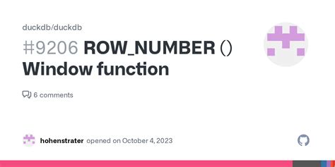 Rownumber Window Function · Issue 9206 · Duckdbduckdb · Github