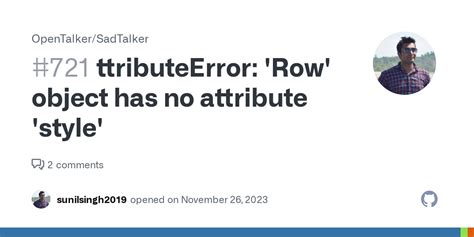 Ttributeerror Row Object Has No Attribute Style · Issue 721 · Opentalkersadtalker · Github