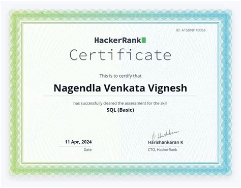 Sqlbasic Certification Nagendla Venkata Vignesh