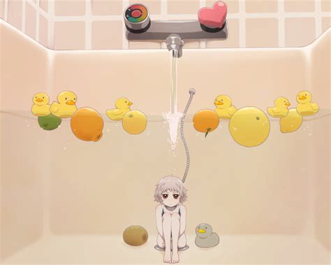Safebooru 1girl Bare Legs Barefoot Bathtub Brown Eyes Commentary
